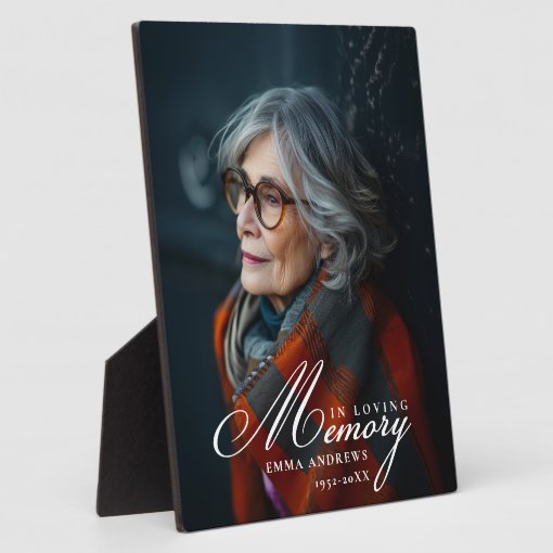 "In Loving Memory" Photo Funeral Memorial Plaque | Zazzle