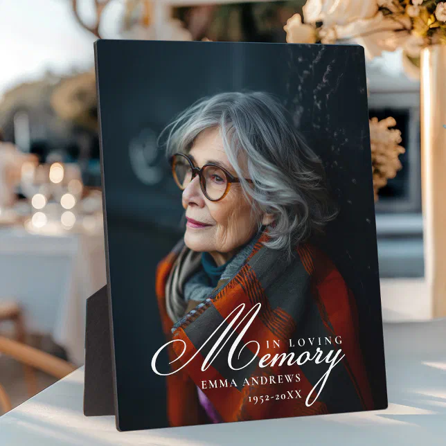 "In Loving Memory" Photo Funeral Memorial Plaque | Zazzle