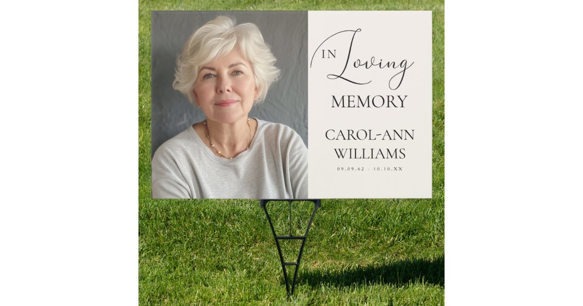 "In Loving Memory" Photo Funeral Memorial Sign | Zazzle