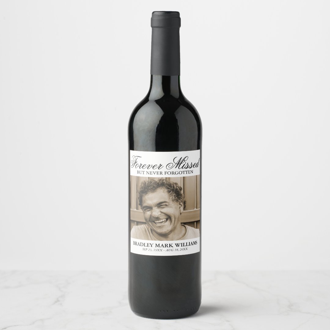 In Loving Memory Photo Funeral Memorial Wine Label | Zazzle