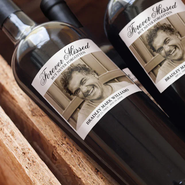In Loving Memory Photo Funeral Memorial Wine Label | Zazzle
