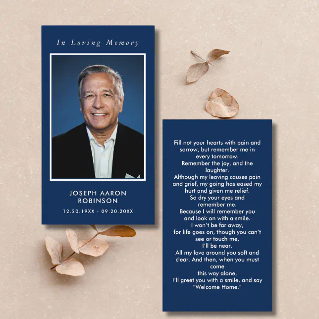 In Loving Memory Photo Funeral Prayer Card | Zazzle