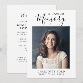 In Loving Memory Photo Funeral Service Memorial Invitation | Zazzle