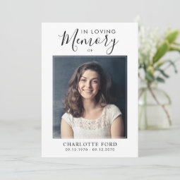 In Loving Memory Photo Funeral Service Memorial Invitation | Zazzle