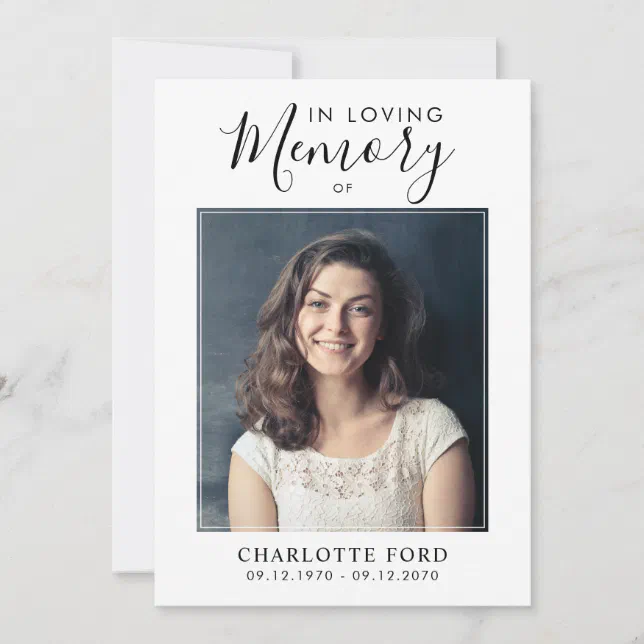 In Loving Memory Photo Funeral Service Memorial Invitation | Zazzle