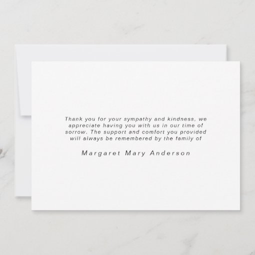In Loving Memory Photo Funeral Sympathy Thank You Card | Zazzle
