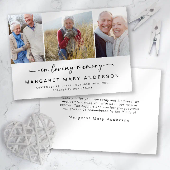 In Loving Memory Photo Funeral Sympathy Thank You Card | Zazzle