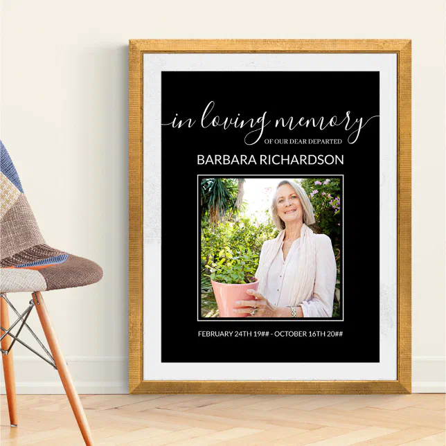In Loving Memory Photo Funeral Welcome Poster | Zazzle