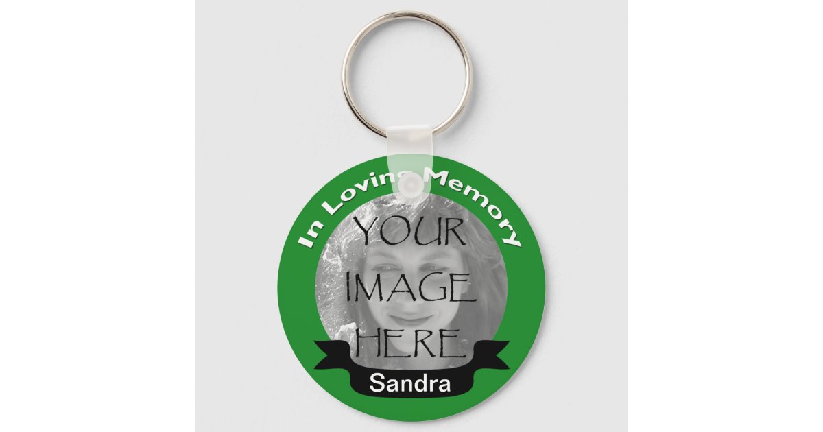 In Loving Memory Photo Green Key Chain | Zazzle