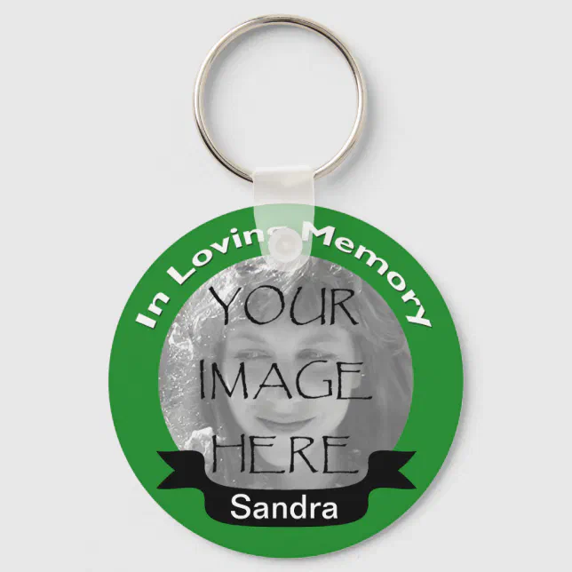 In Loving Memory Photo Green Key Chain | Zazzle