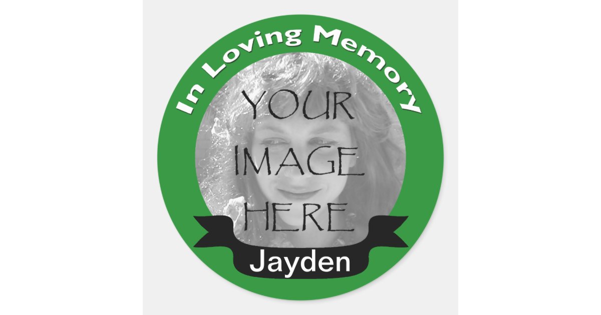 In Loving Memory Photo Green Stickers | Zazzle