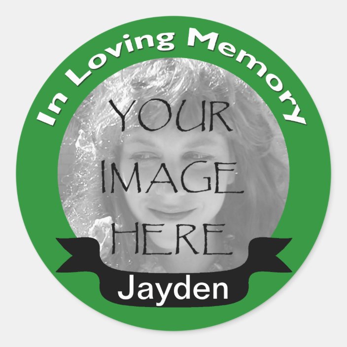 In Loving Memory Photo Green Stickers | Zazzle.com