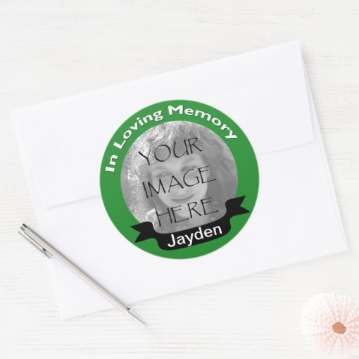 In Loving Memory Photo Green Stickers | Zazzle
