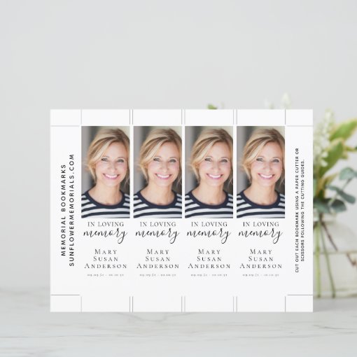 In Loving Memory Photo Memorial Bookmark | Zazzle