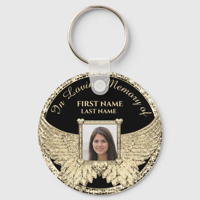 In Loving Memory Photo Memorial Diamond Look Keychain | Zazzle