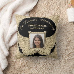 In Loving Memory Photo Memorial Diamond Look Throw Pillow | Zazzle