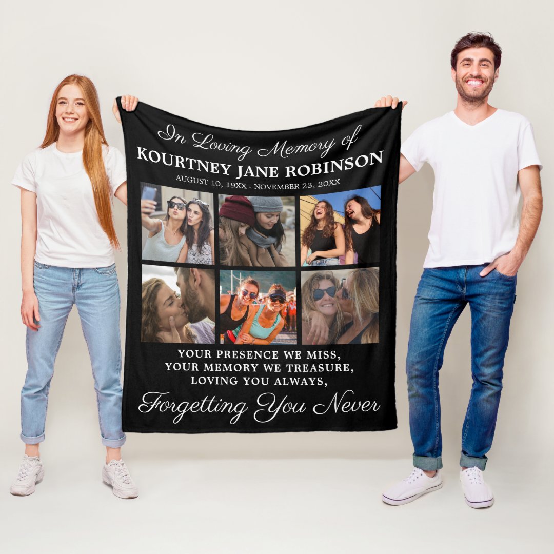 In Loving Memory Photo Memorial Fleece Blanket | Zazzle