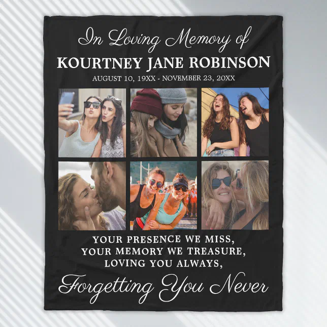 In Loving Memory Photo Memorial Fleece Blanket | Zazzle