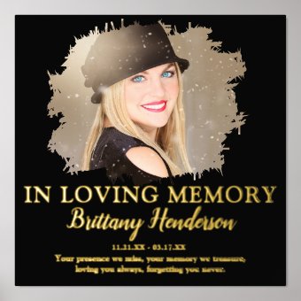 In Loving Memory | Photo Memorial Foil Prints | Zazzle