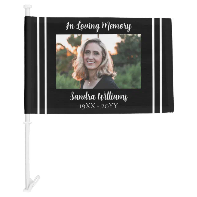 In Loving Memory Photo Memorial Funeral Car Flag | Zazzle
