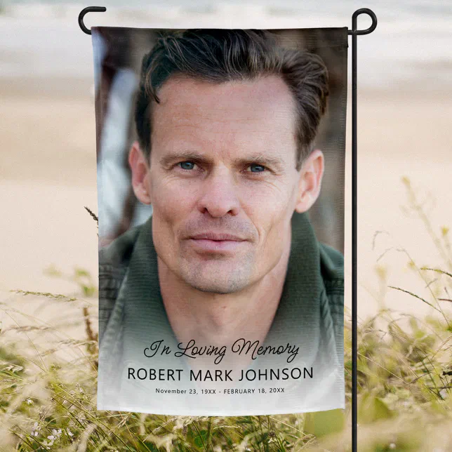 In Loving Memory Photo Memorial Funeral Gravesite Garden Flag | Zazzle