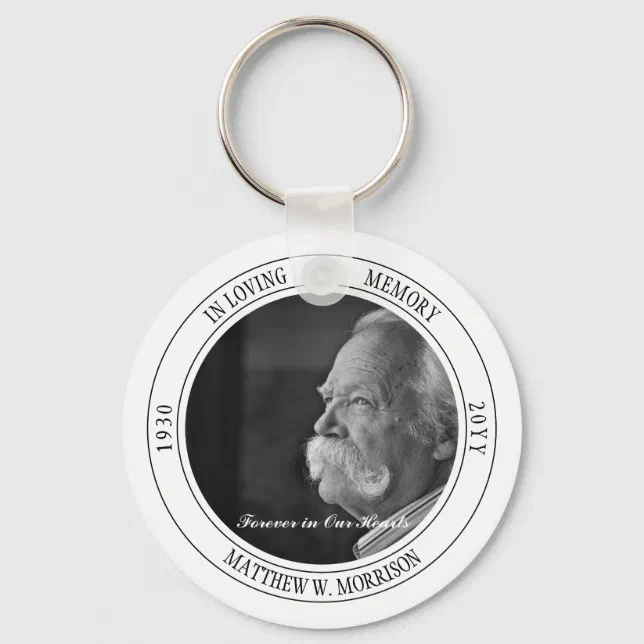 In Loving Memory Photo Memorial | Funeral White Keychain | Zazzle