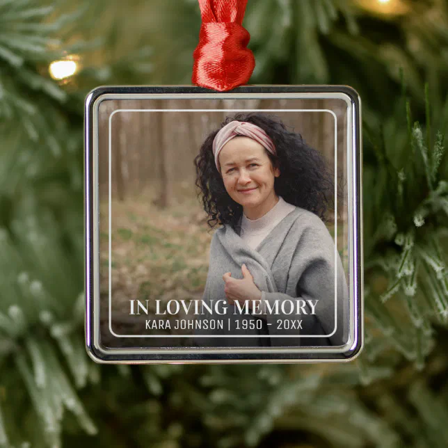 In Loving Memory Photo Memorial Keepsake Metal Ornament | Zazzle