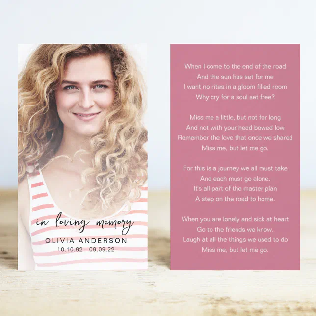 In Loving Memory Photo Memorial Poem Card | Zazzle
