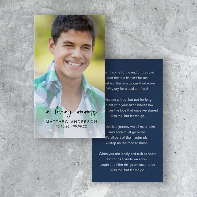 In Loving Memory Photo Memorial Poem Card | Zazzle