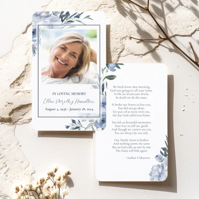 In Loving Memory Photo Memorial Prayer Card | Zazzle