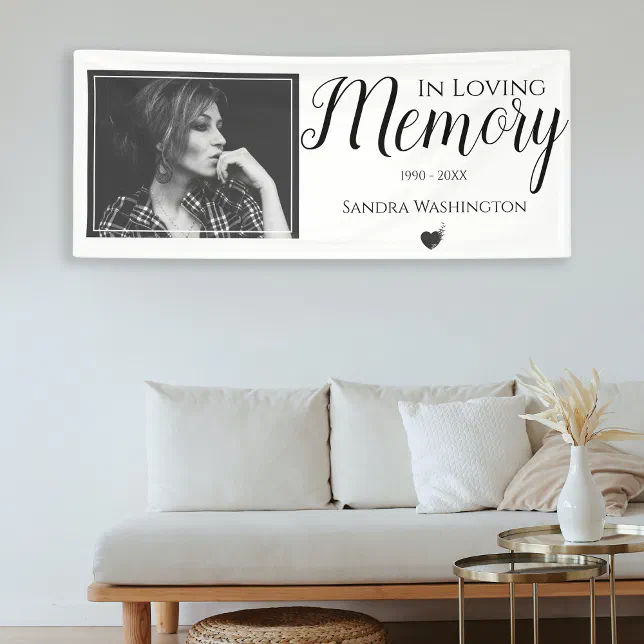 In Loving Memory | Photo Memorial Service Banner | Zazzle