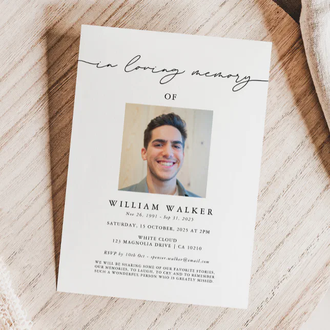 In Loving Memory Photo Memorial Service Funeral Invitation | Zazzle
