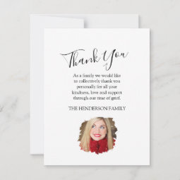 In Loving Memory | Photo Memorial Thank You Card | Zazzle