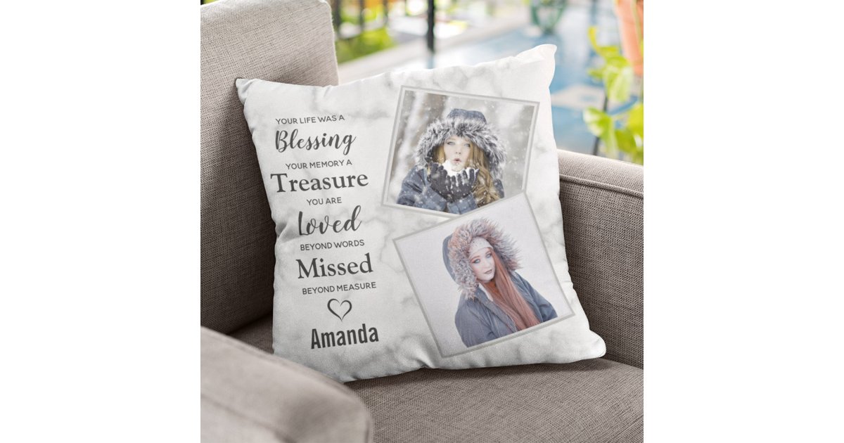 In Loving Memory Photo Memorial Throw Pillow | Zazzle