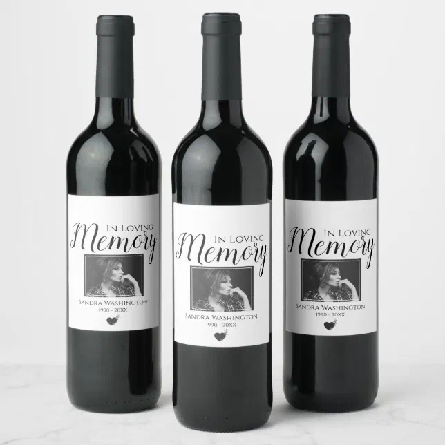 In Loving Memory | Photo Memorial Wine Label | Zazzle
