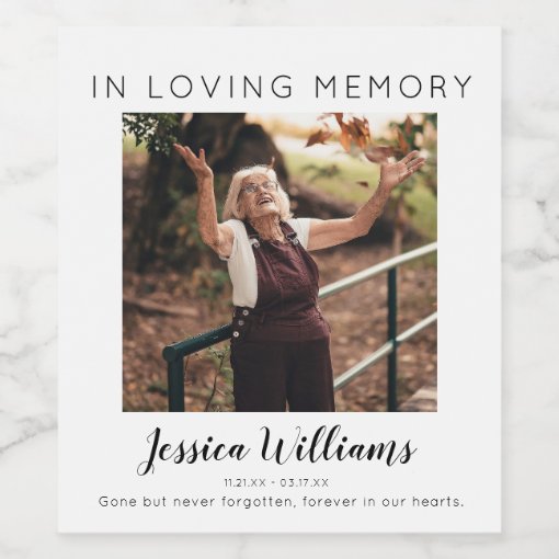 In Loving Memory | Photo | Memorial Wine Label | Zazzle