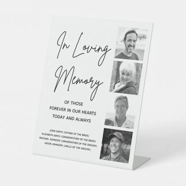 In Loving Memory Photo & Names Wedding Memorial Pedestal Sign | Zazzle