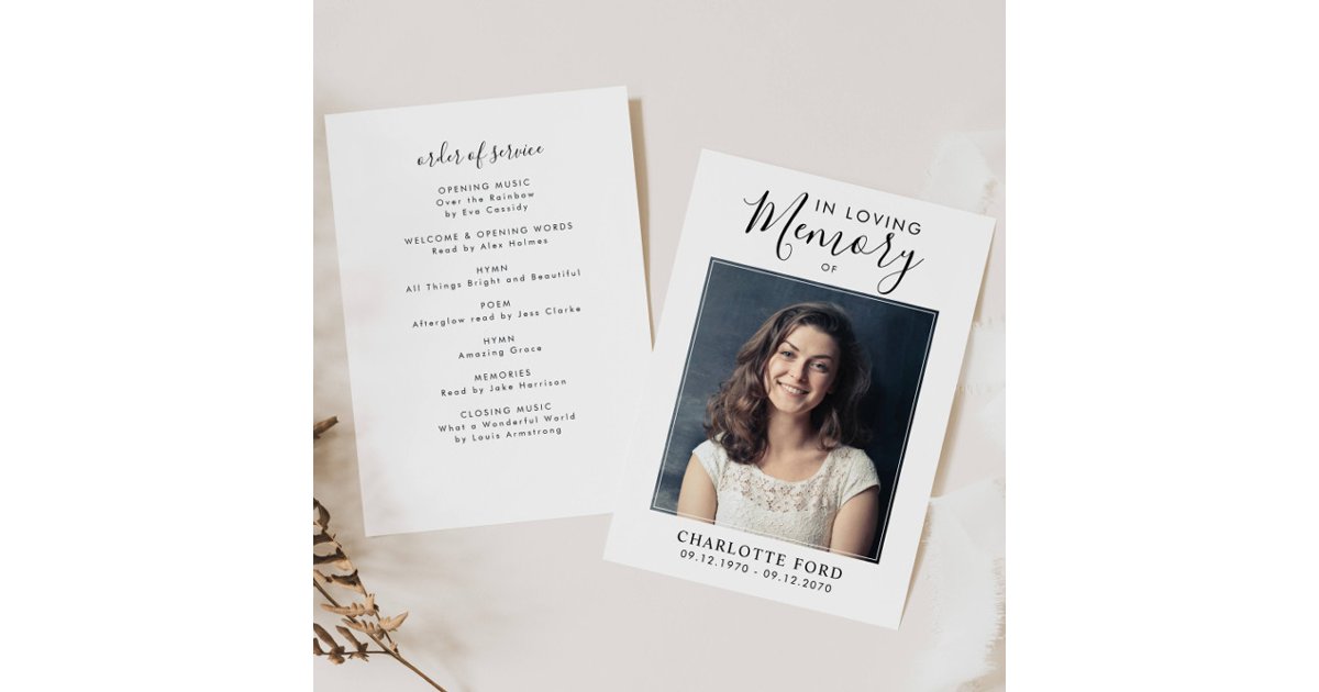 In Loving Memory Photo Order of Service Memorial Program | Zazzle