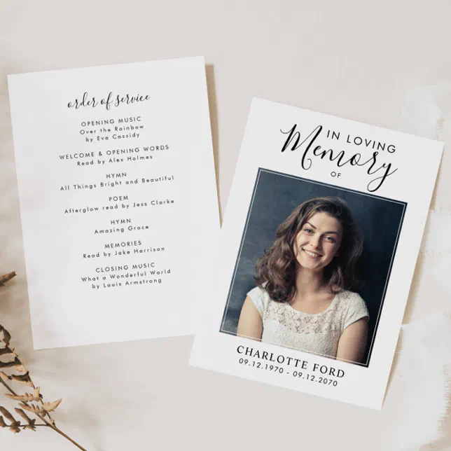 In Loving Memory Photo Order of Service Memorial Program | Zazzle