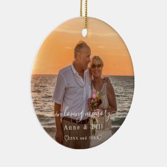 In Loving Memory Photo Parents Monogram Ceramic Ornament | Zazzle