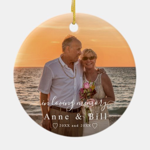 In Loving Memory Photo Parents Monogram Ceramic Ornament | Zazzle