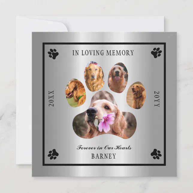 In Loving Memory Photo Pet Memorial - Silver Tone Invitation | Zazzle