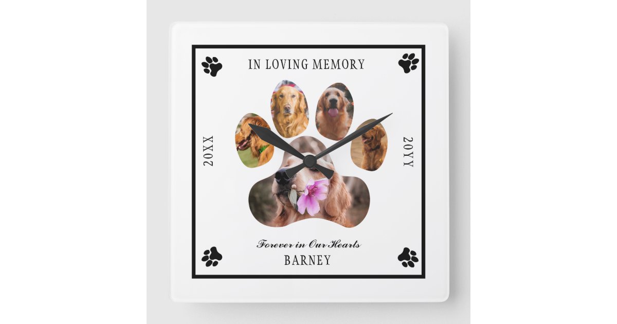 In Loving Memory Photo Pet Memorial - White Black Square Wall Clock ...