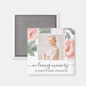 In Loving Memory Photo Pink Floral Memorial Magnet | Zazzle