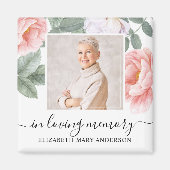 In Loving Memory Photo Pink Floral Memorial Magnet | Zazzle