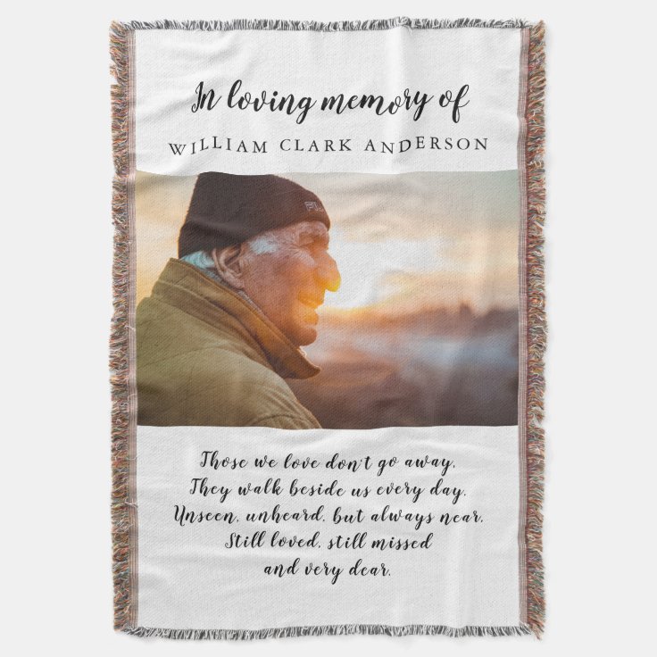 In Loving Memory Photo Poem Tribute Throw Blanket | Zazzle