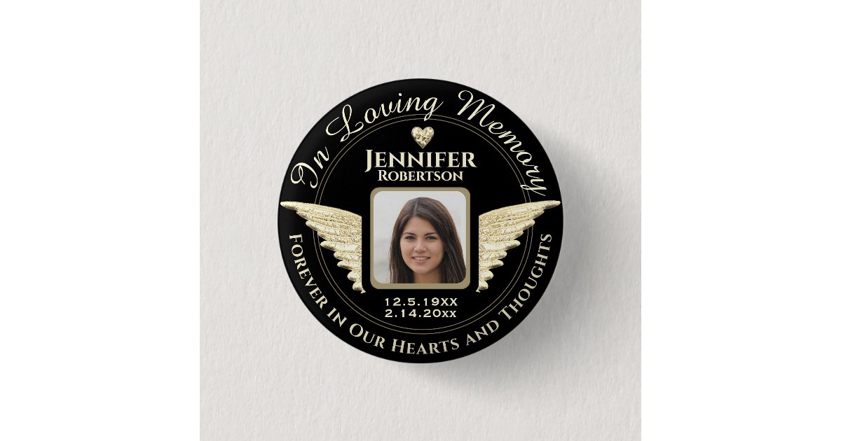 In Loving Memory Photo Remembrance Button | Zazzle