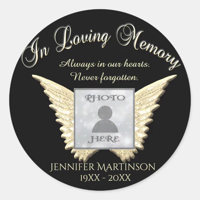 In Loving Memory Photo Remembrance Classic Round Sticker | Zazzle