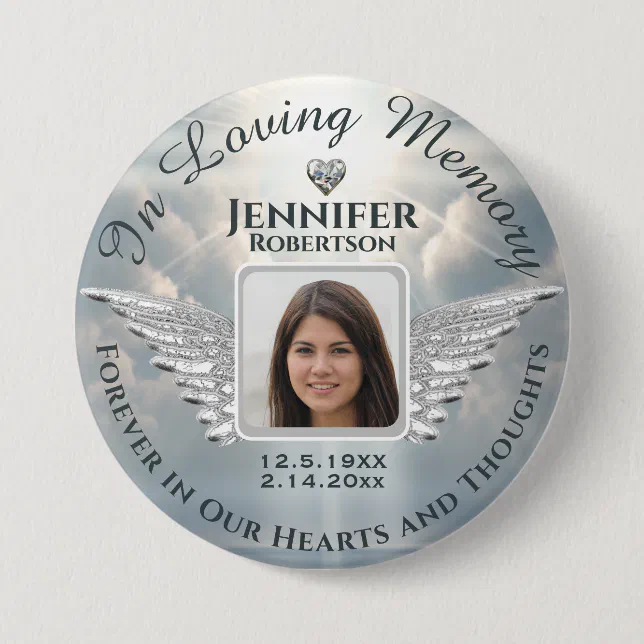 In Loving Memory Photo Silver Button | Zazzle