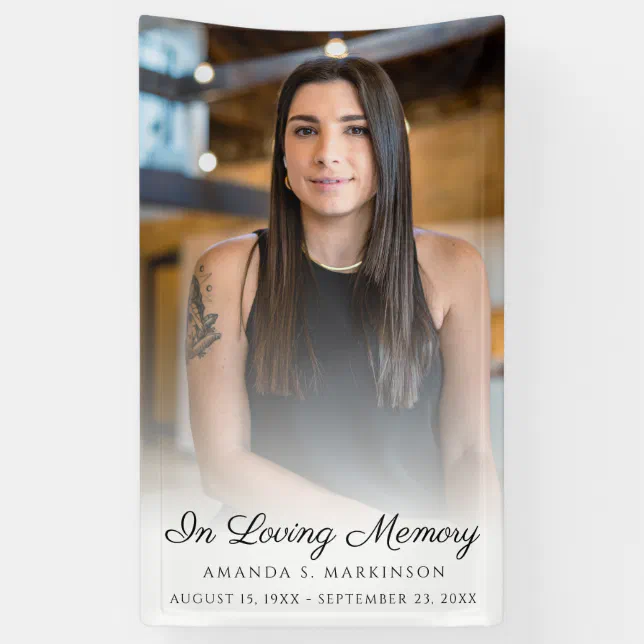 In Loving Memory Photo Simple Funeral Service Banner | Zazzle